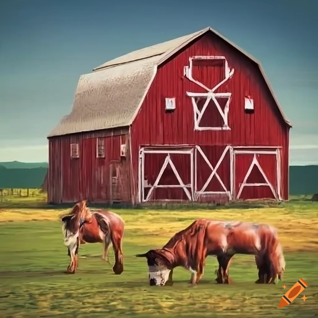 Barn on a farm. dynamic colors
