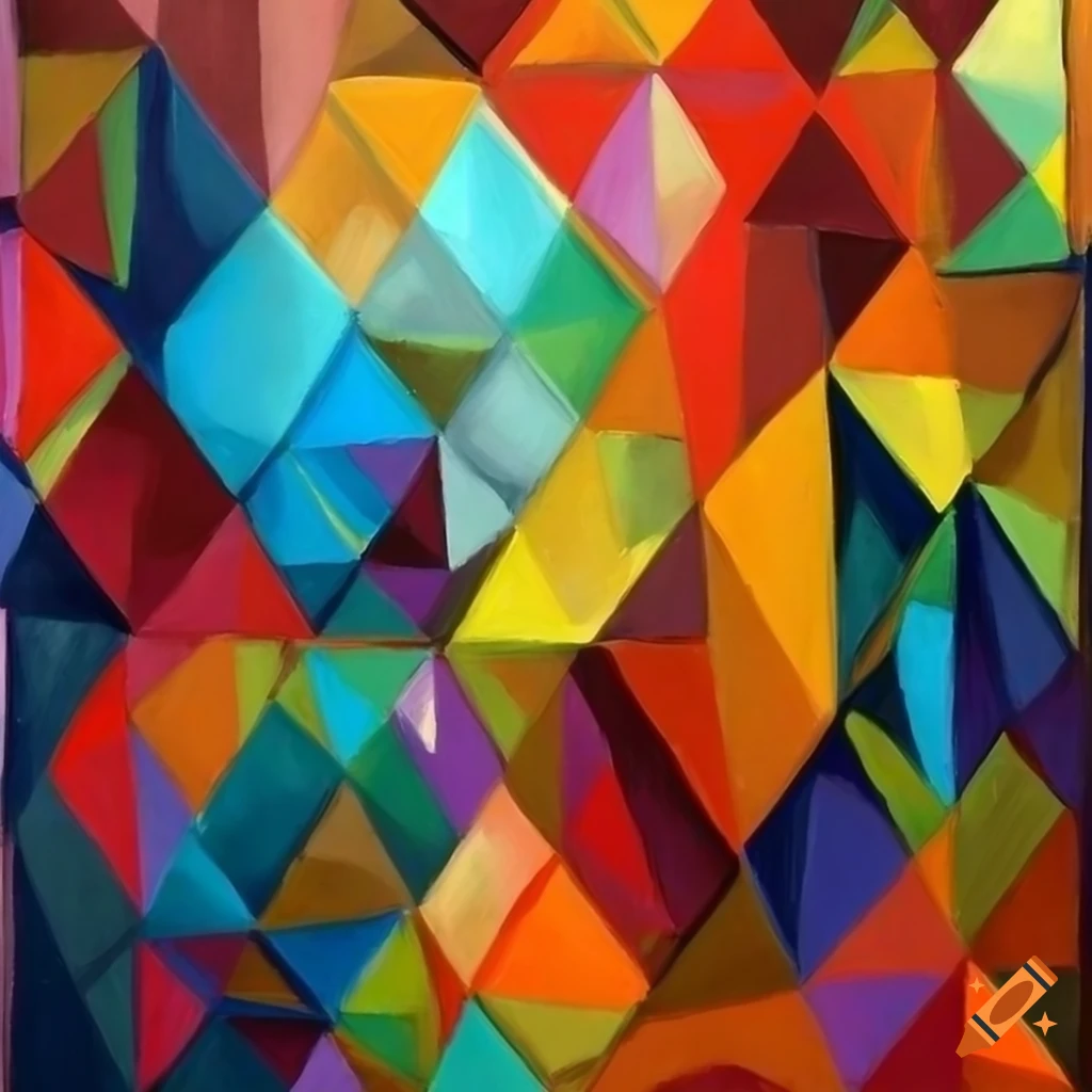 Abstract cubist painting of wild faceted enthusiasm