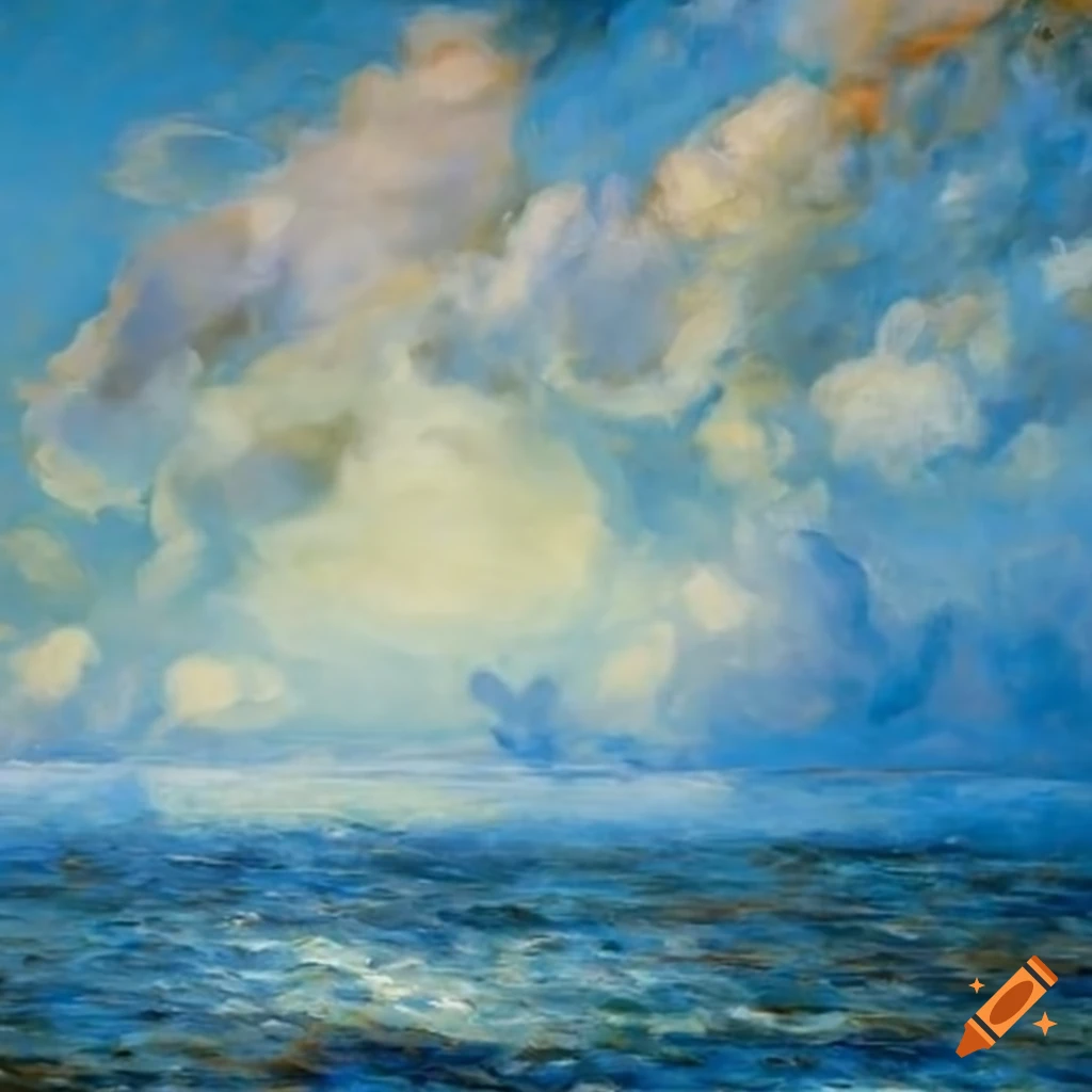 Monet storm over the sea painting with a light from the cloud on Craiyon