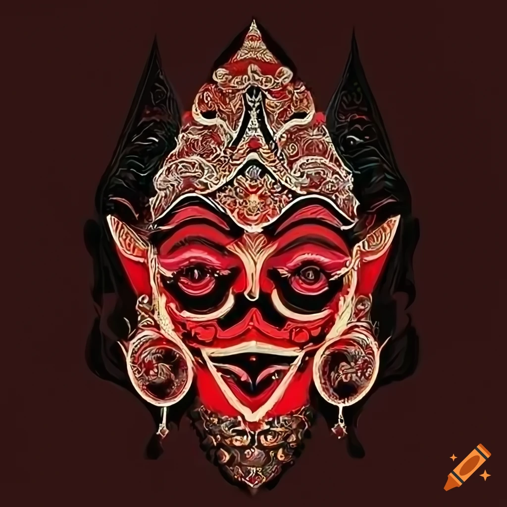 Indonesian wayang, vector art, red and black, highly detailed, 4k