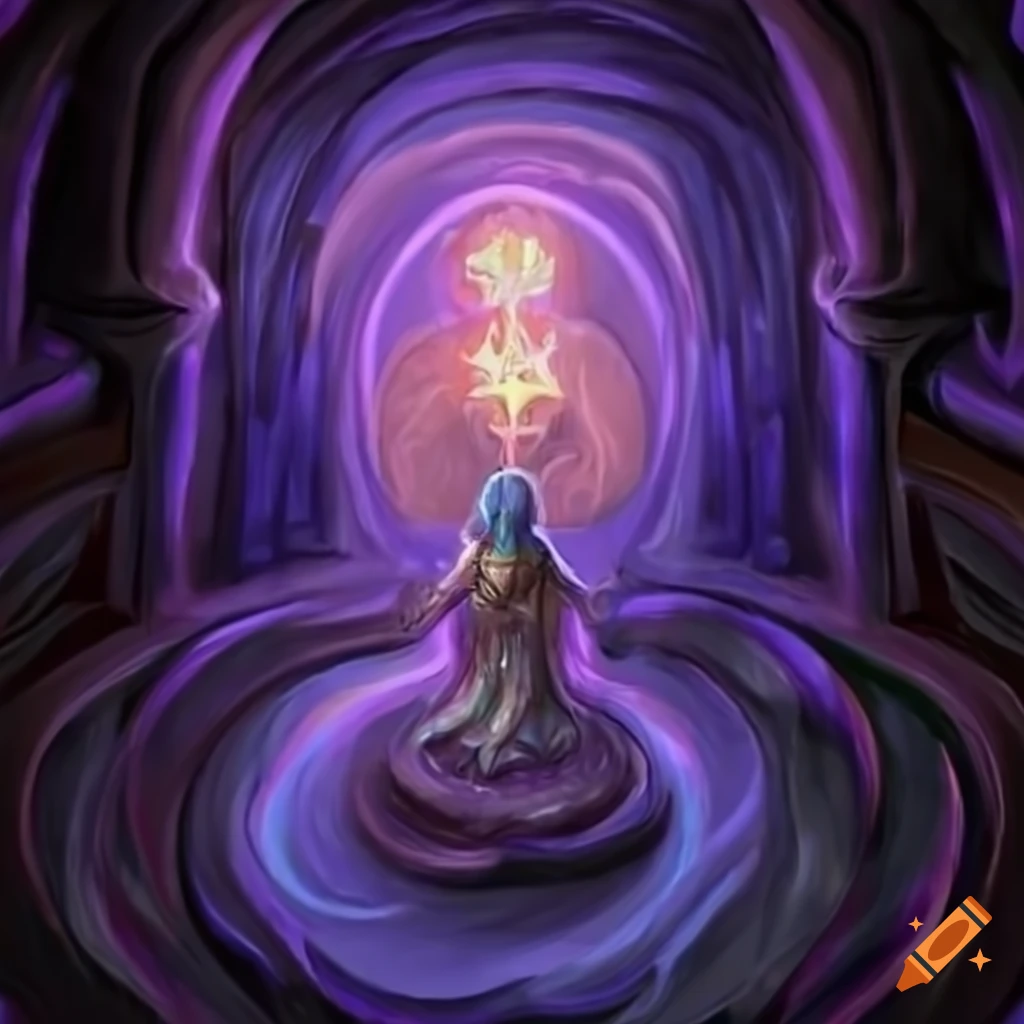 In a dimly lit chamber adorned with ancient runes and arcane symbols ...