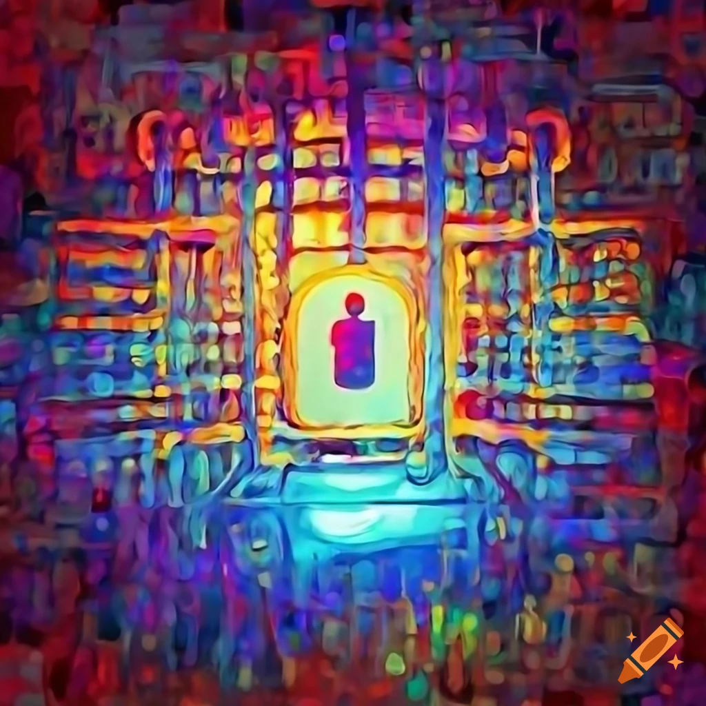 Colorful painting of quantum computer with cyber security icon on Craiyon