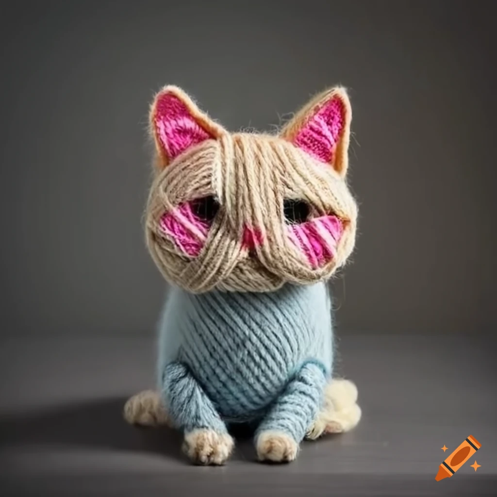 Cute cat made of yarn on Craiyon
