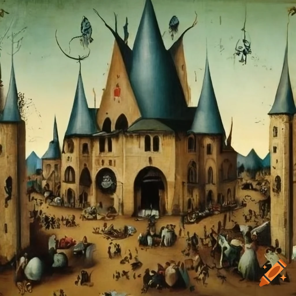 Hieronymous bosch painting gothic landscape
