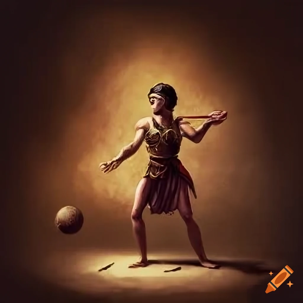 Make an illustration in which three ancient athletes appear who are ...