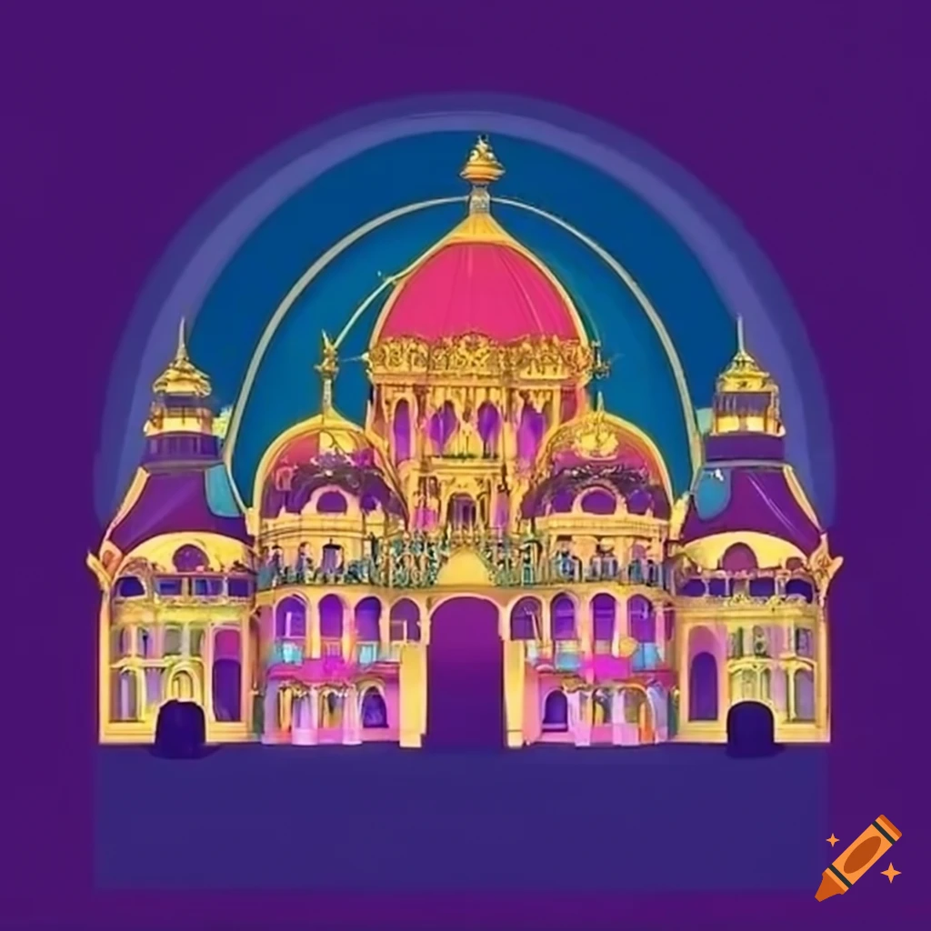 Extravagant palace with intricate golden architecture and royal domes ...