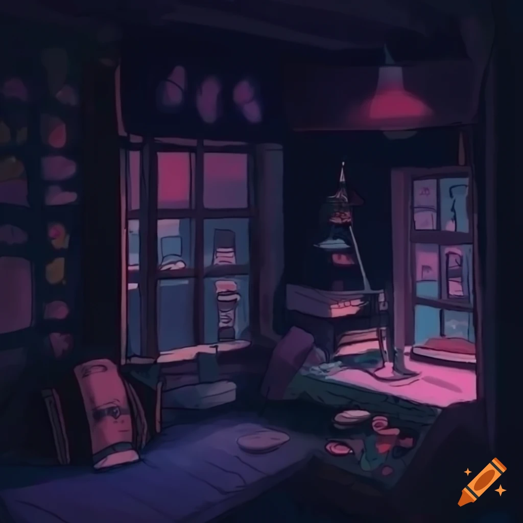 Lofi, drawing, whimsical, grainy, japan, room on Craiyon