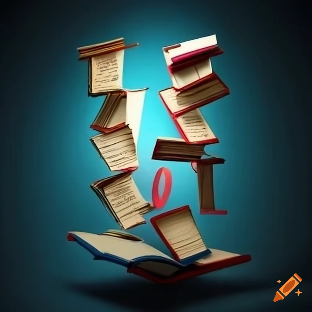 Books and letters jumping