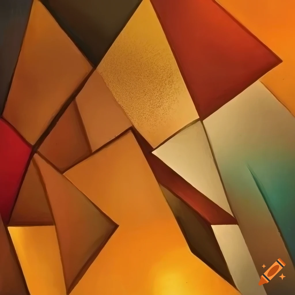 Cubist abstract triangles and curves painting, in cubist style, with ...