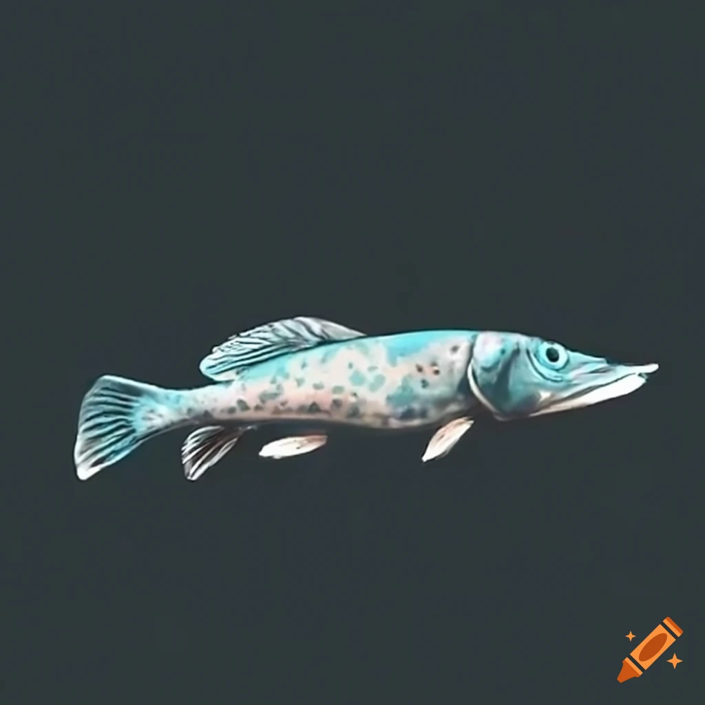 A sleek pike fish swimming in black waters