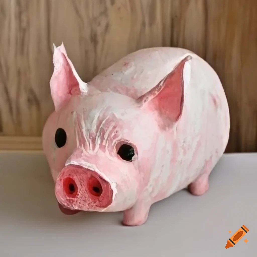 Cute papier mache pig on Craiyon