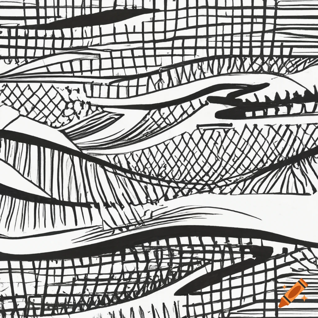 Transition between lines and a countryside drawing