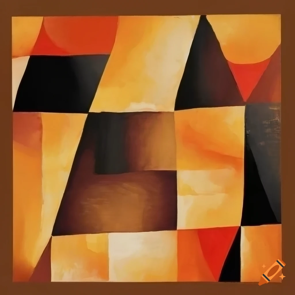 Cubist abstract triangles and curves painting, in cubist style, with ...