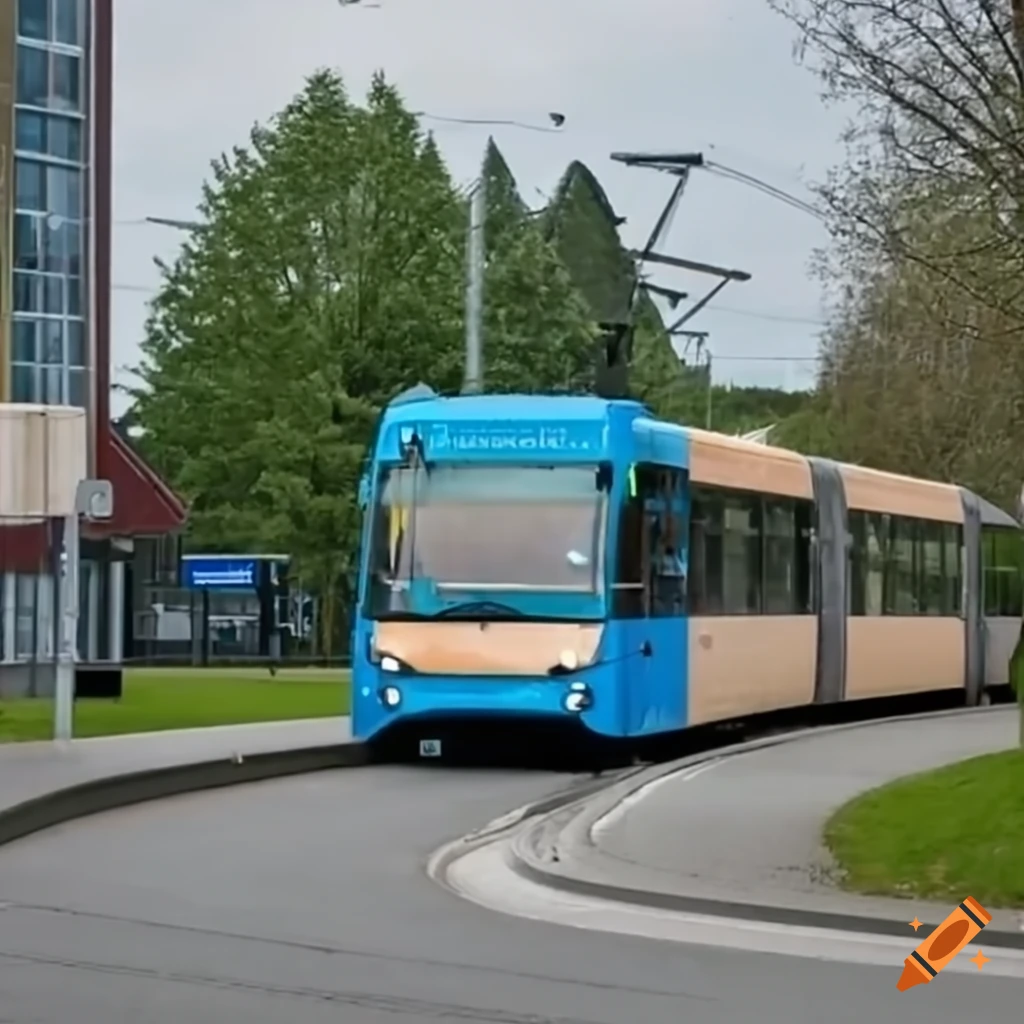 Modern trolleybus on a separate busway in almere parkwijk