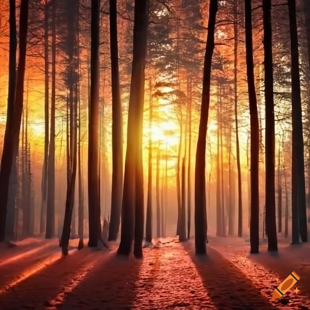 Forest sunset on Craiyon