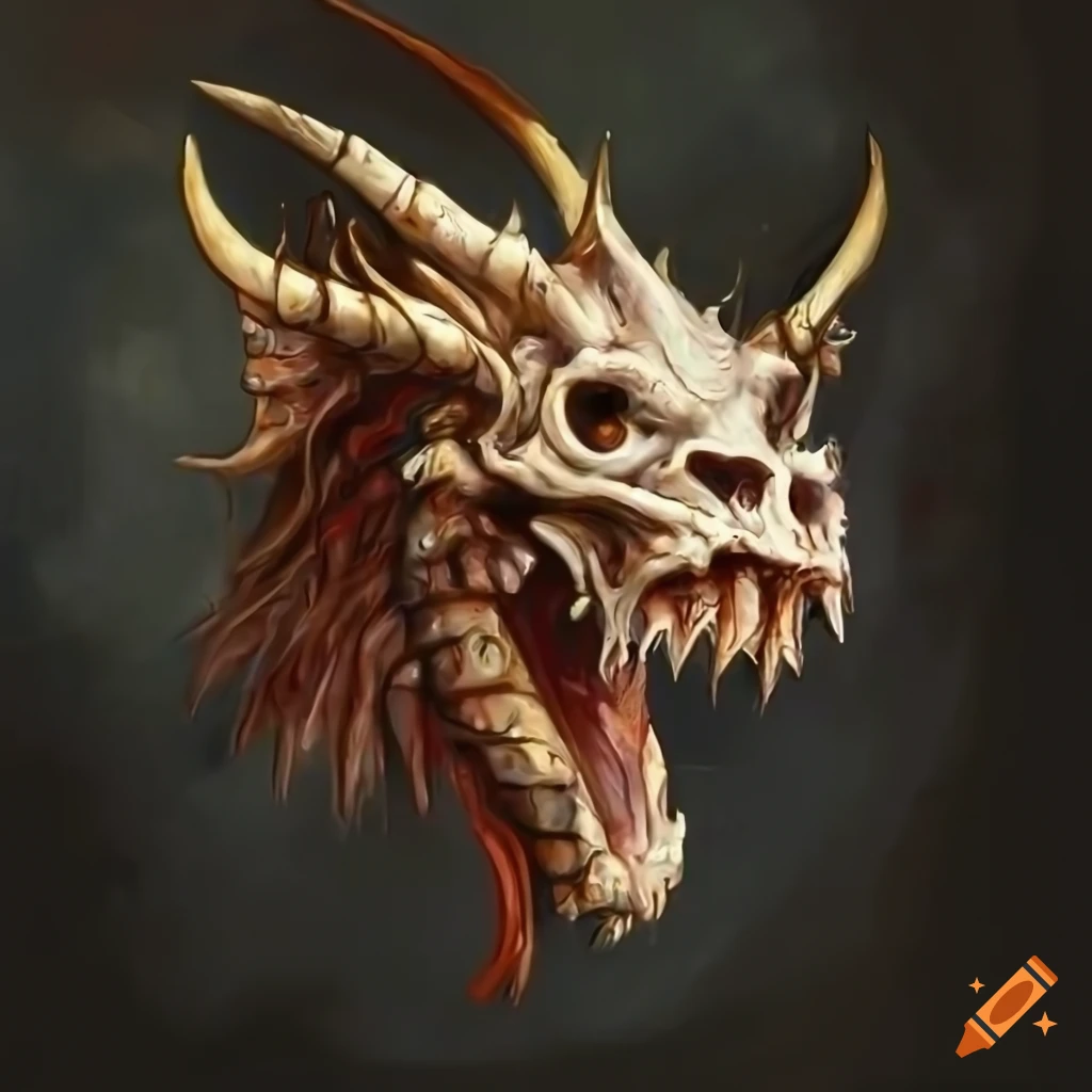 High resolution dragon bone head on white background