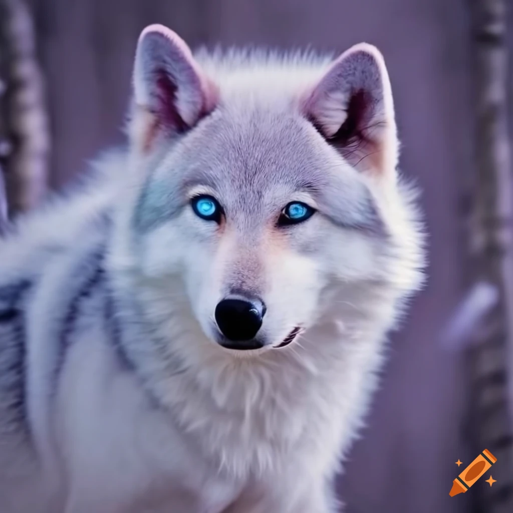 Lobo Blanco Puro Con Ojos Verdes Láminas Metálicas: Lobos Blancos Y