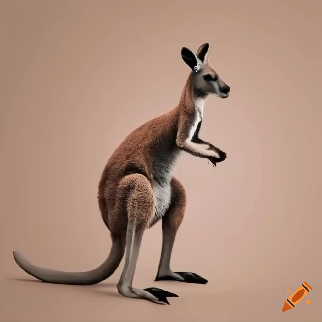A kangaroo, side view, beige background on Craiyon