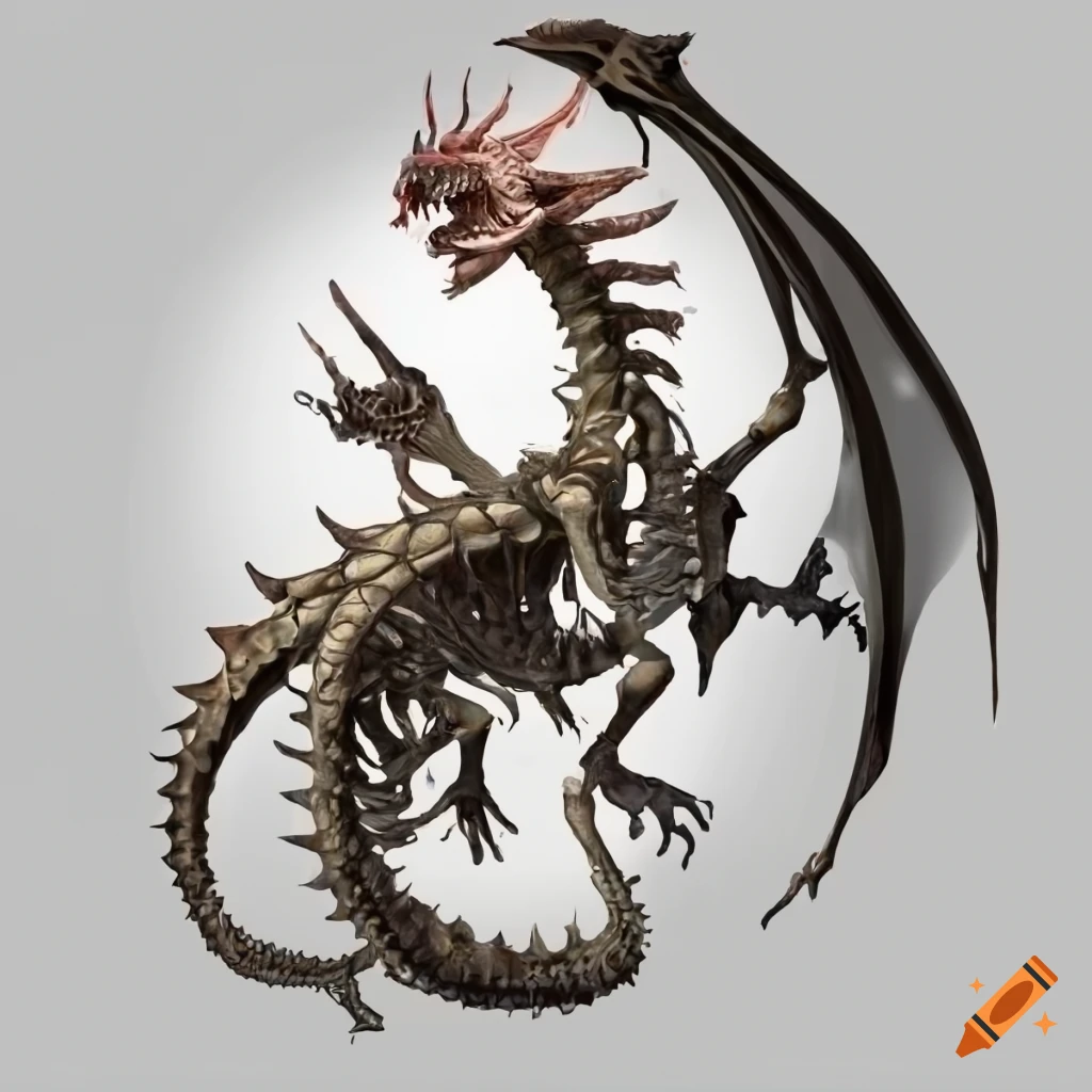 Dragon skeleton isolated on white background