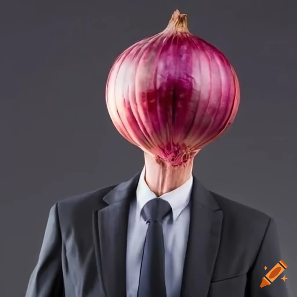 Businessman but head is onion on Craiyon