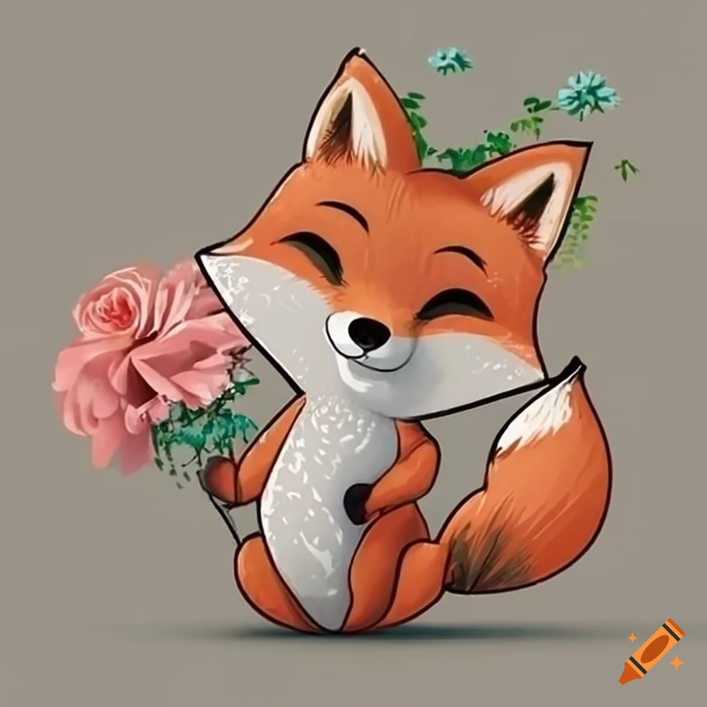 Adorable fox design wtih flowers