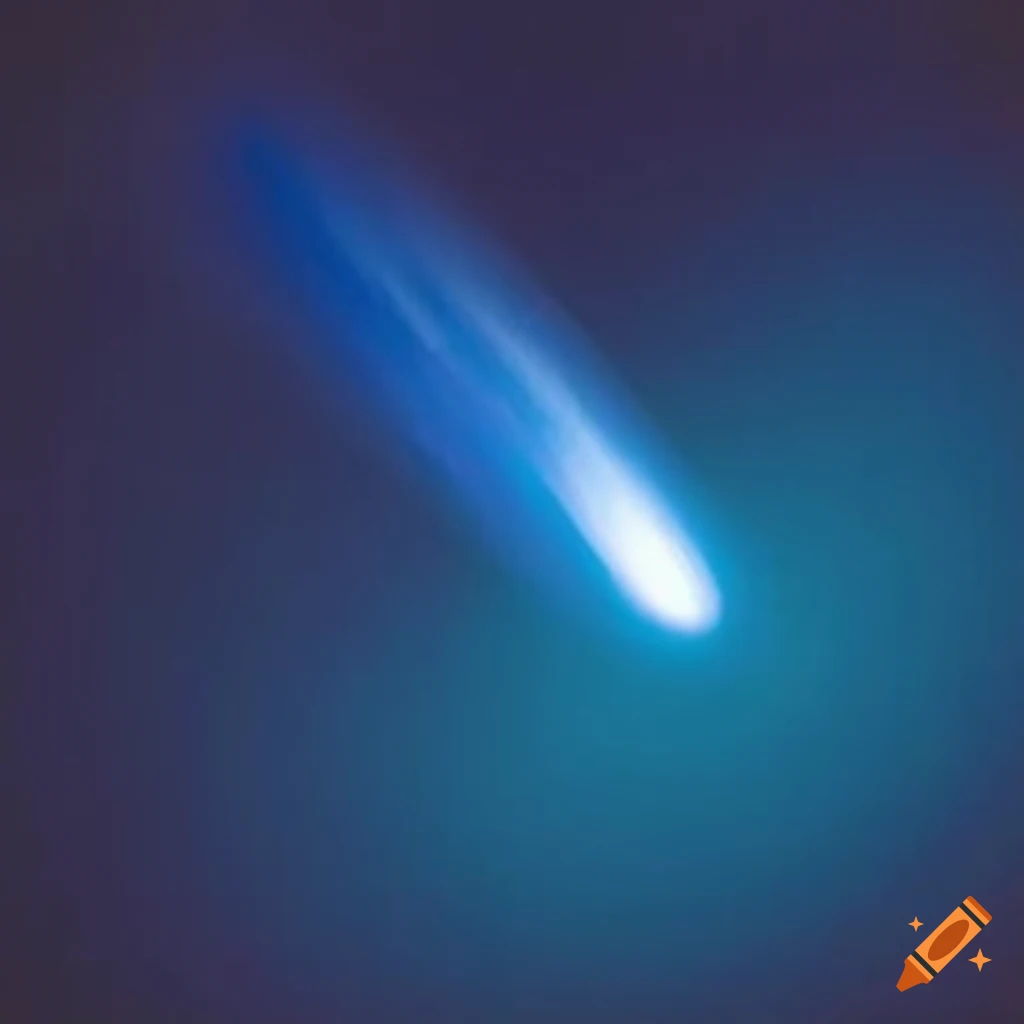 Stunning view of a comet in blue on Craiyon