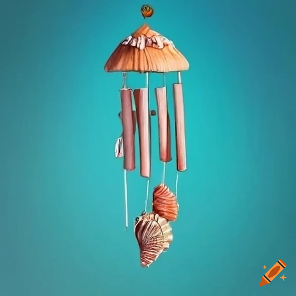 A beach-inspired wind chime made with sea shells on Craiyon