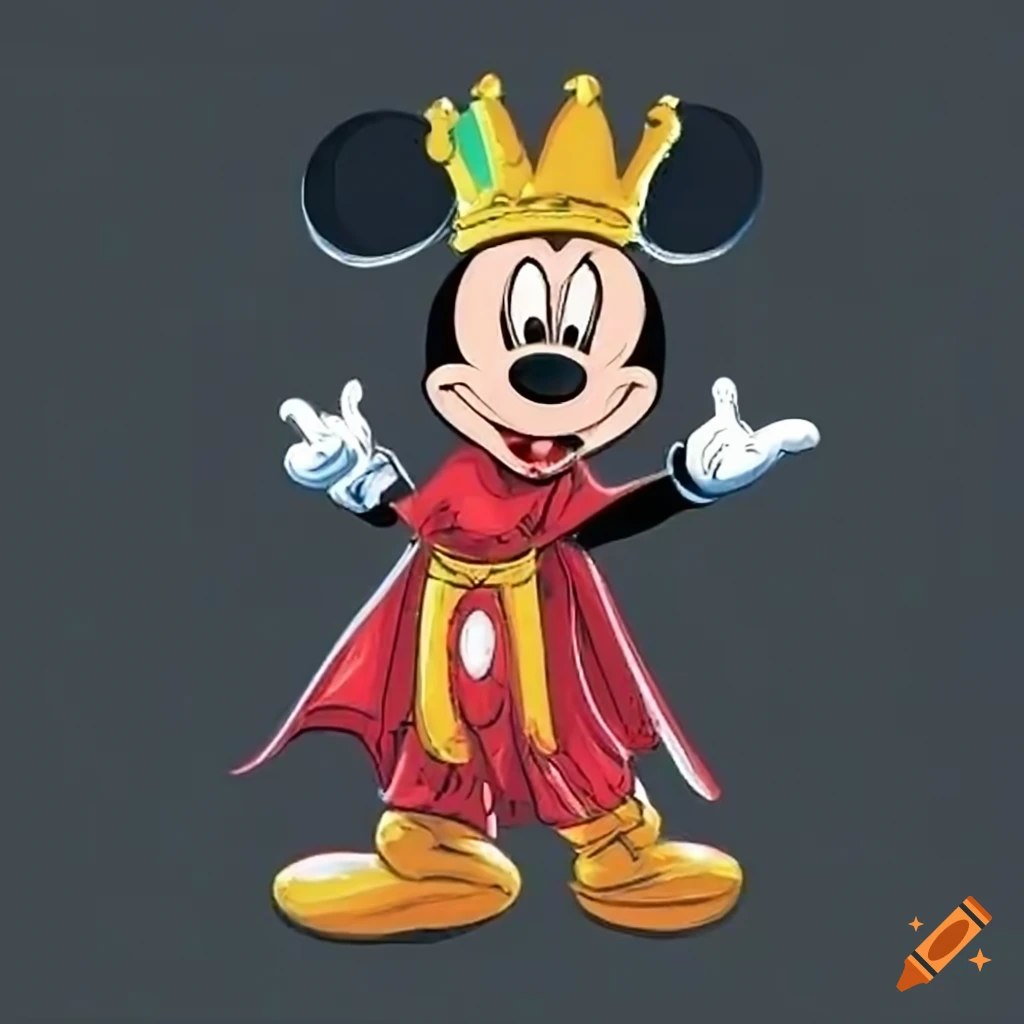 Mickey mouse wearing royal costume on Craiyon