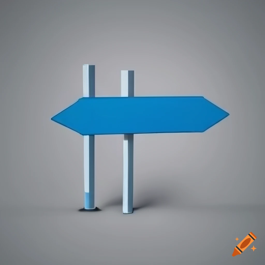 Blue signpost against white background