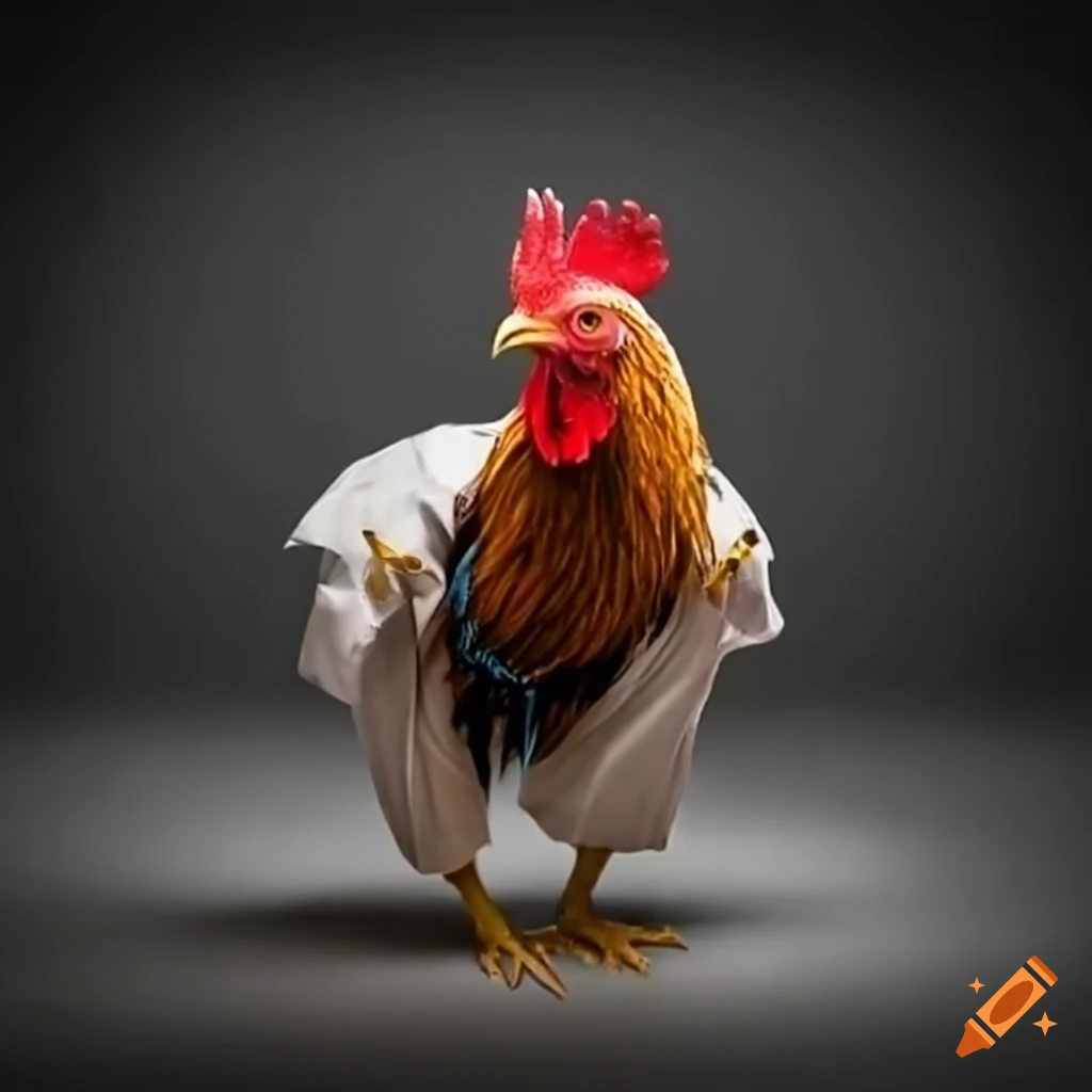 Chicken in karate uniform