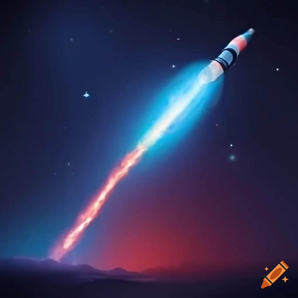 Rocket zooming through space on Craiyon