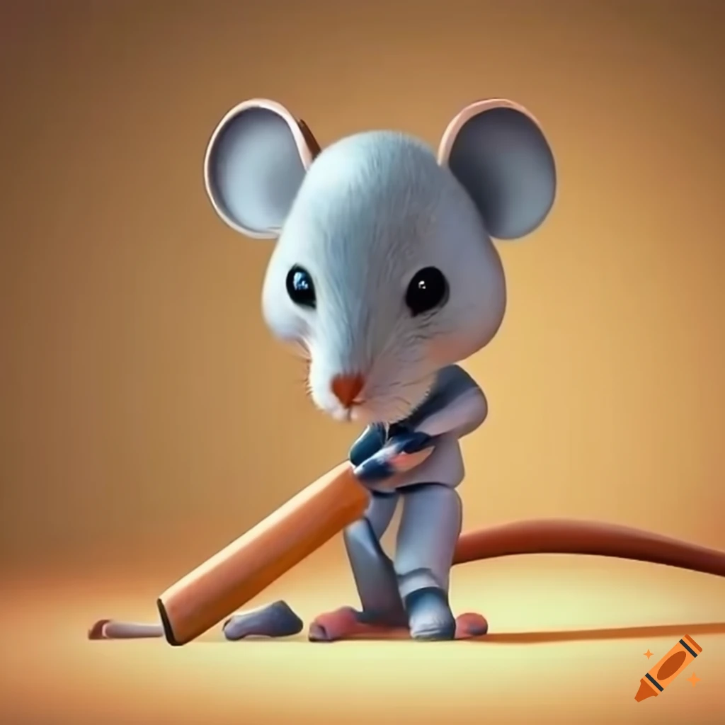 Mouse playing cricket on Craiyon