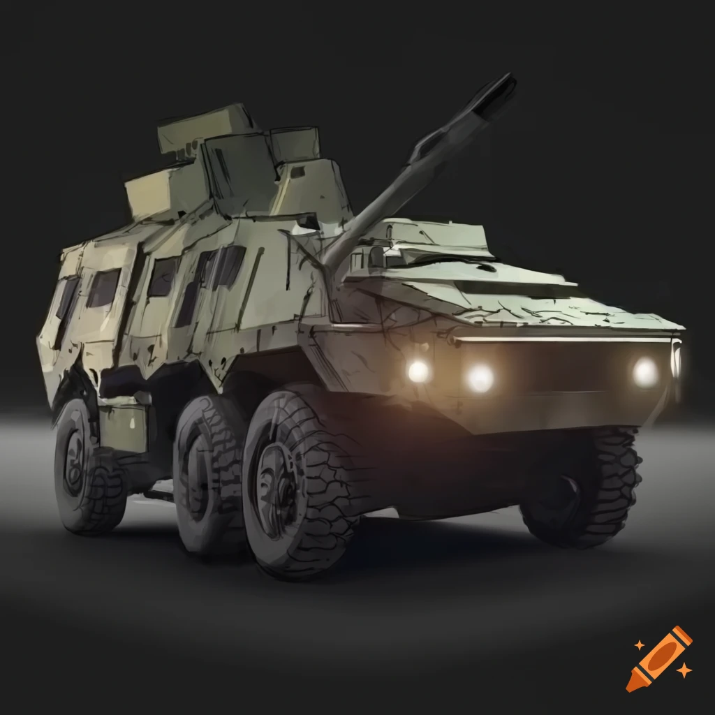 Illustration of an armored vehicle concept on Craiyon