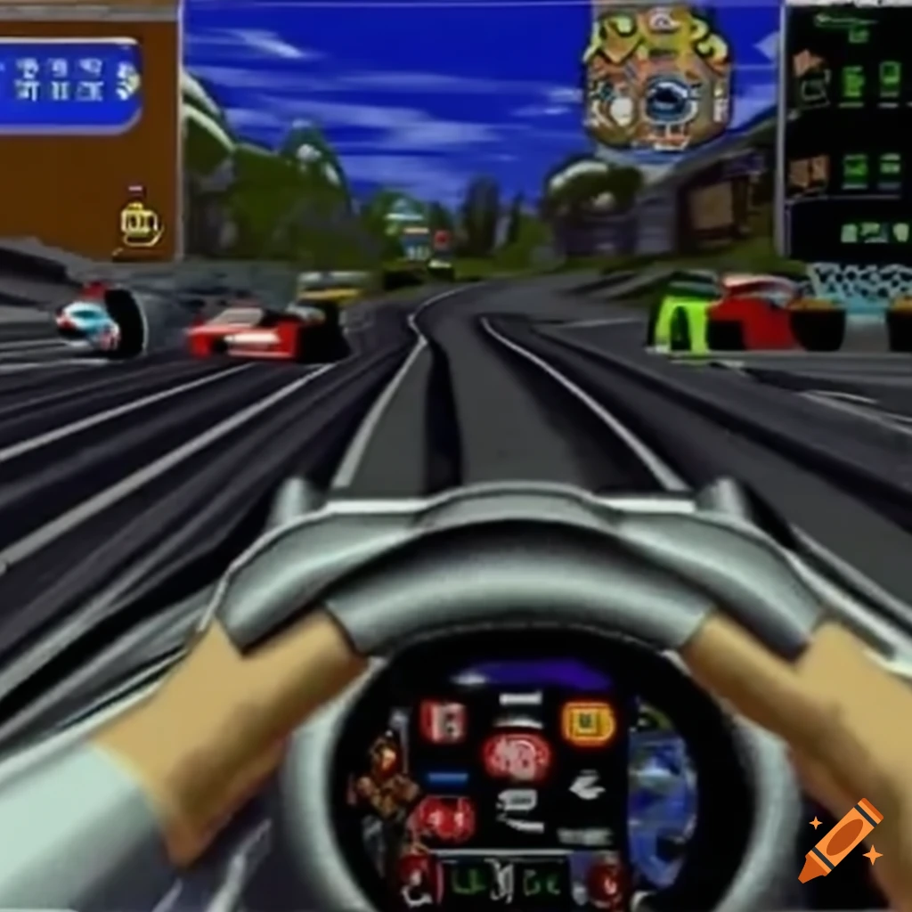 Retro video game screenshot of Driver POV car racing on Sega Genesis on ...