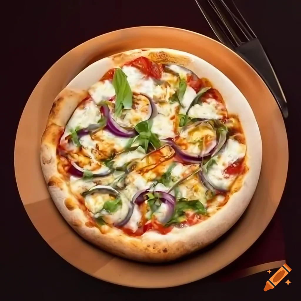 Italian circle pizza, natural look, on white plate , cheese, mozzarella ...