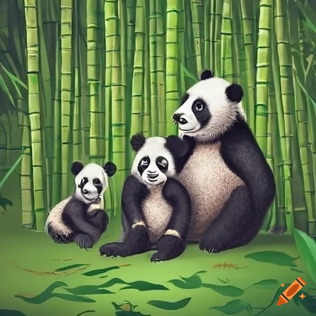 Pandas In Bamboo Forests