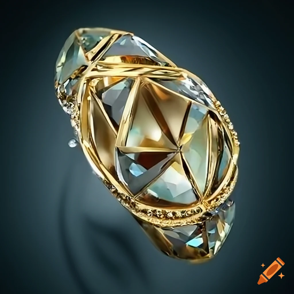 18K white and yellow gold futuristic, fantasy, freeform, and high tech ...