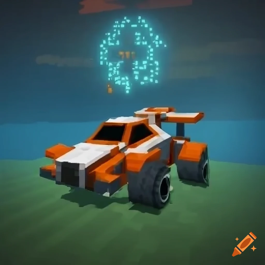 Rocket league in minecraft on Craiyon