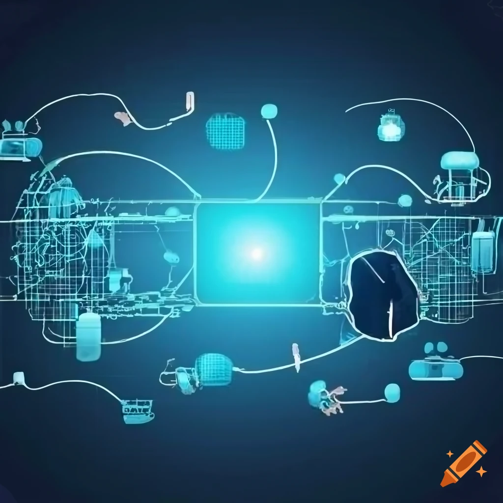 Diagram showing healthcare network connectivity on Craiyon