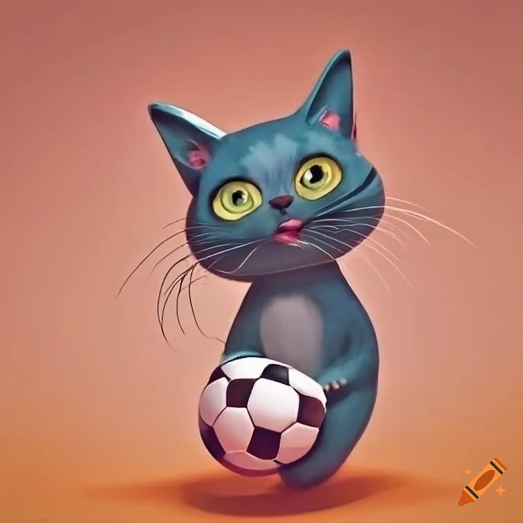 Cute cat playing football