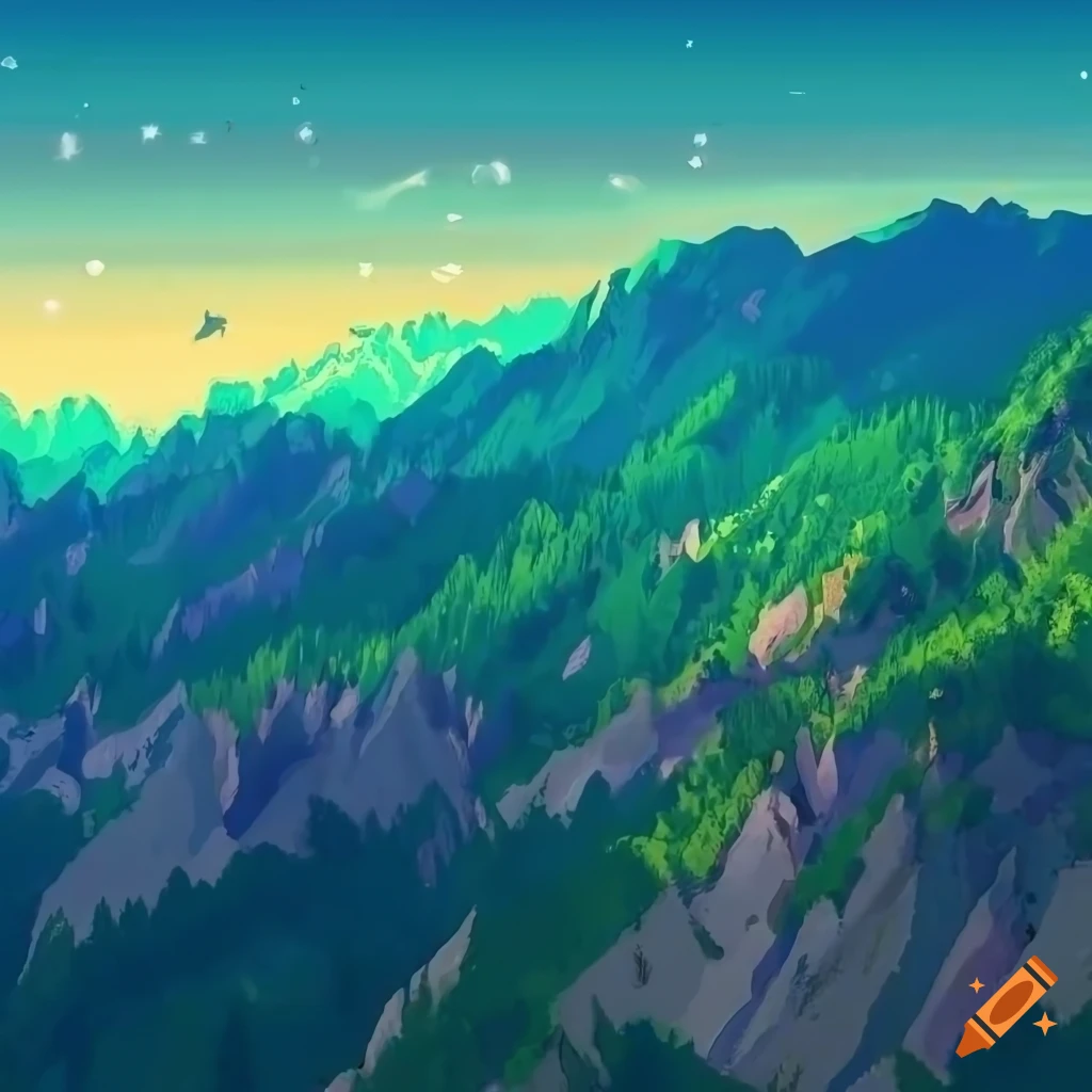 Top down view of a countryside from the sky with rivers and mountains ...