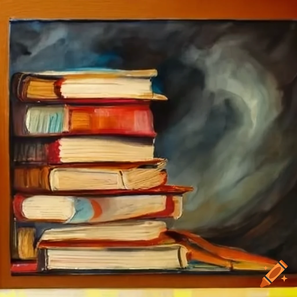 Castle of books in ink on Craiyon