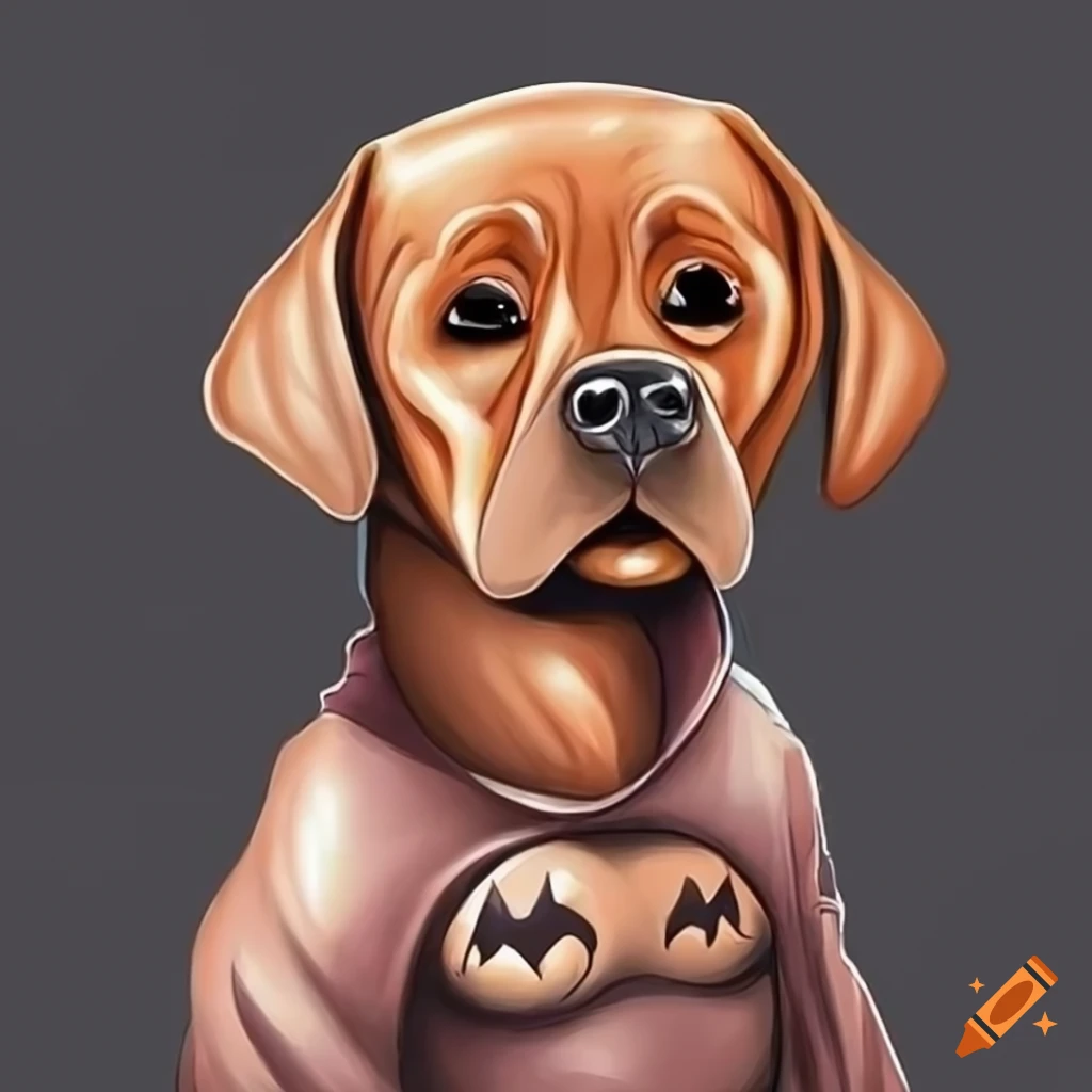Caricatura de perro labrador retriever vestido de batman