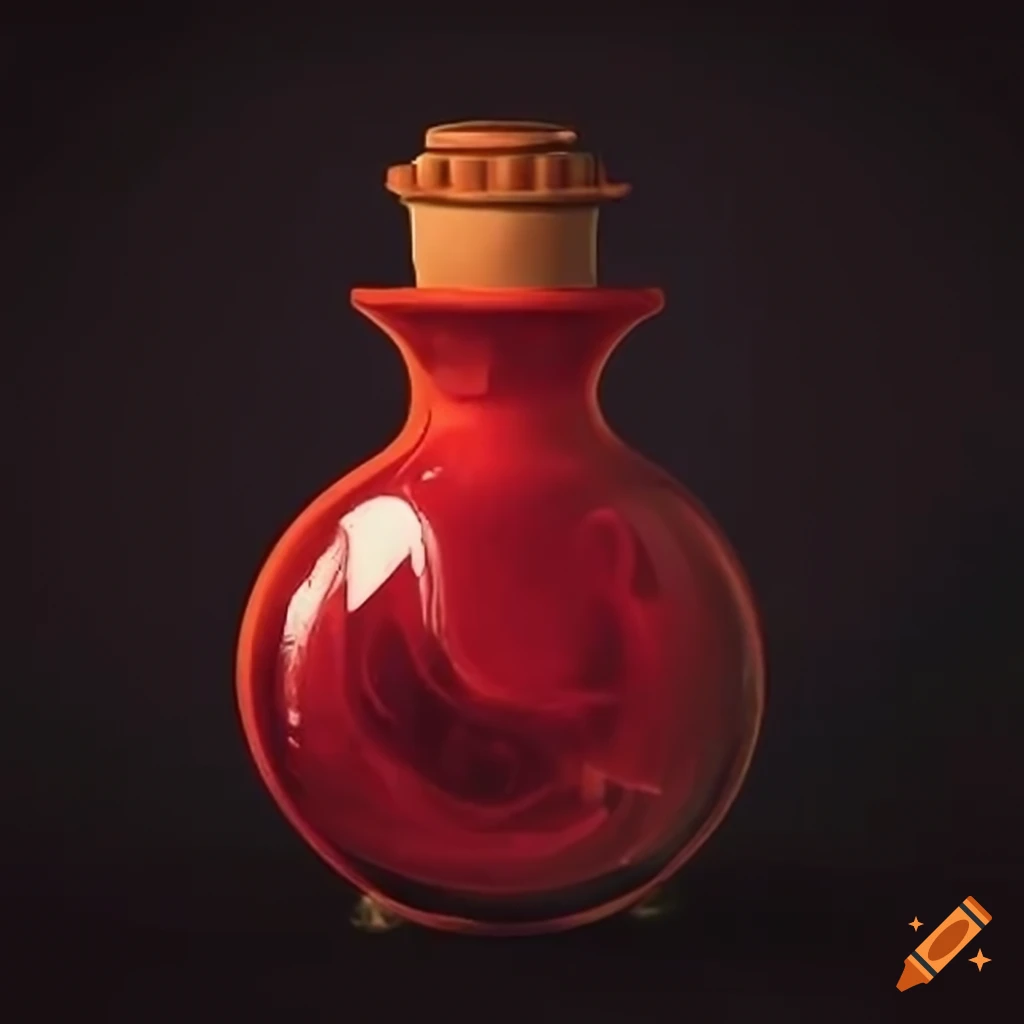 A red healing potion on Craiyon