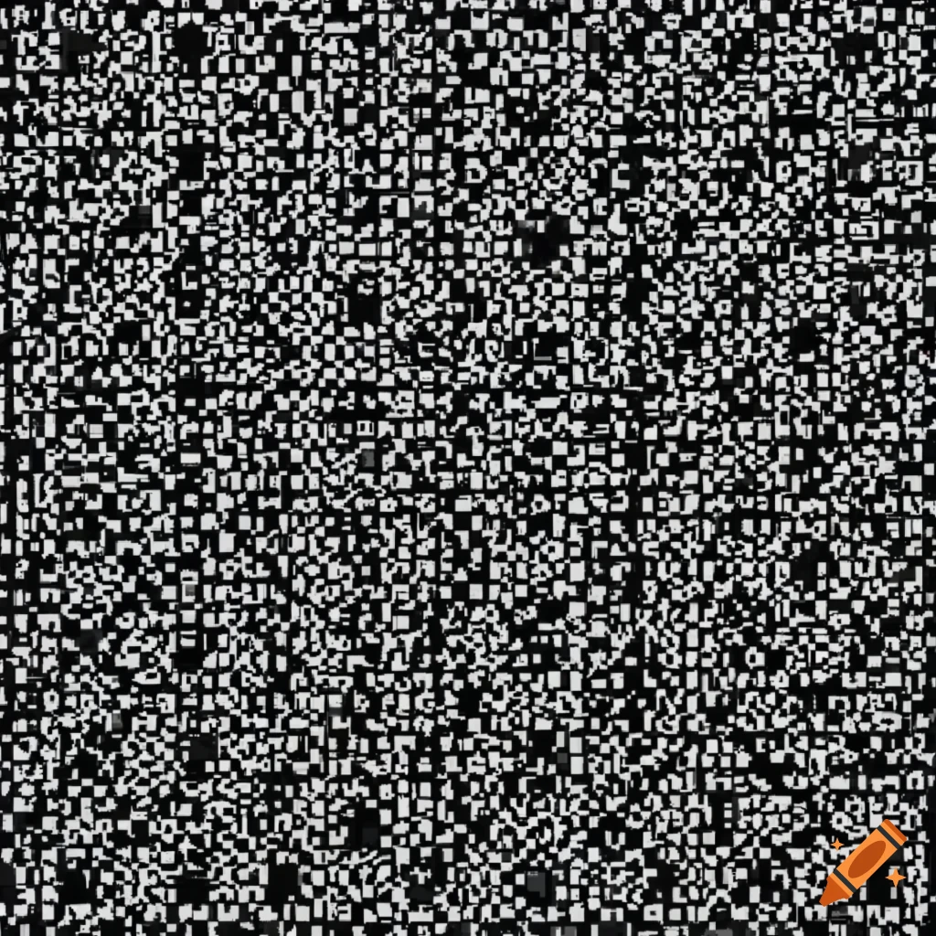 A black and white dot pattern in retro pixel art
