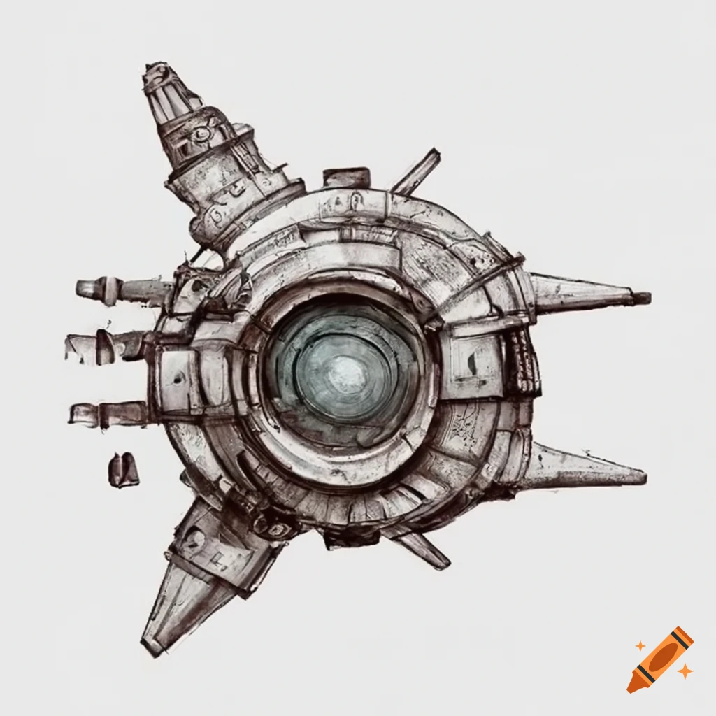 Rusty steampunk spaceship on Craiyon