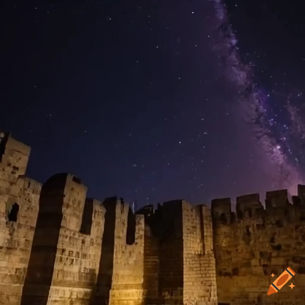 Ancient city walls jerusalem night stars on Craiyon