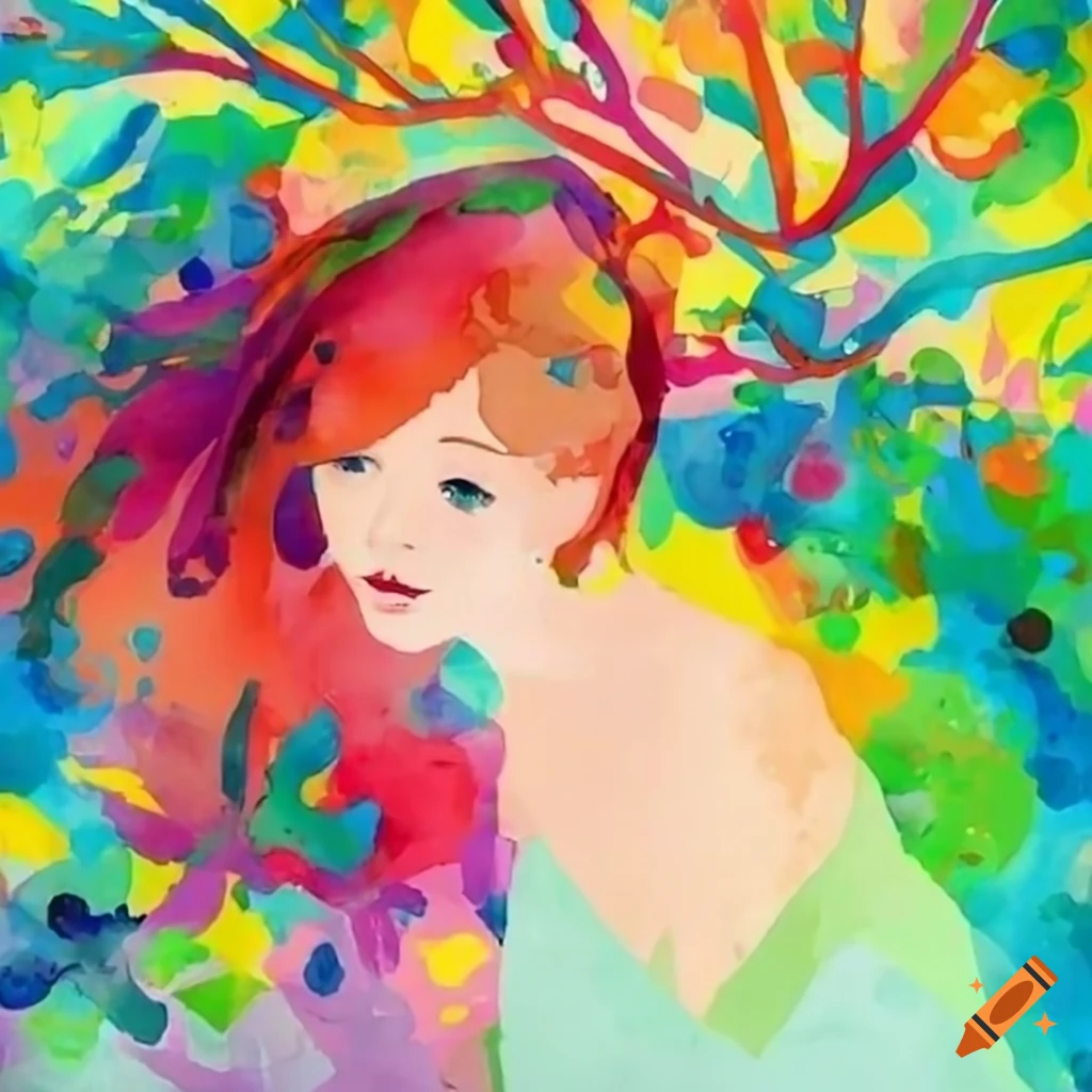 A single woman stay under a tree on Craiyon