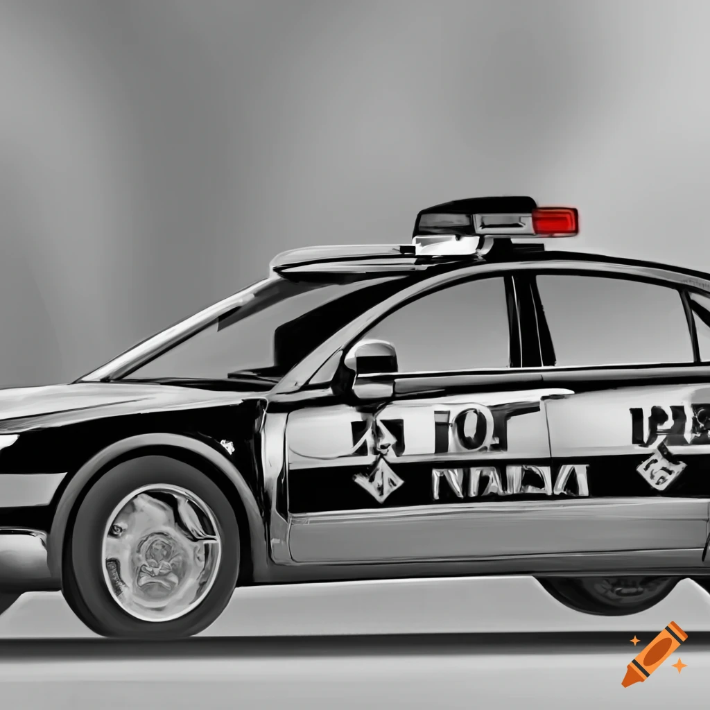 B/w 2d icon with police car