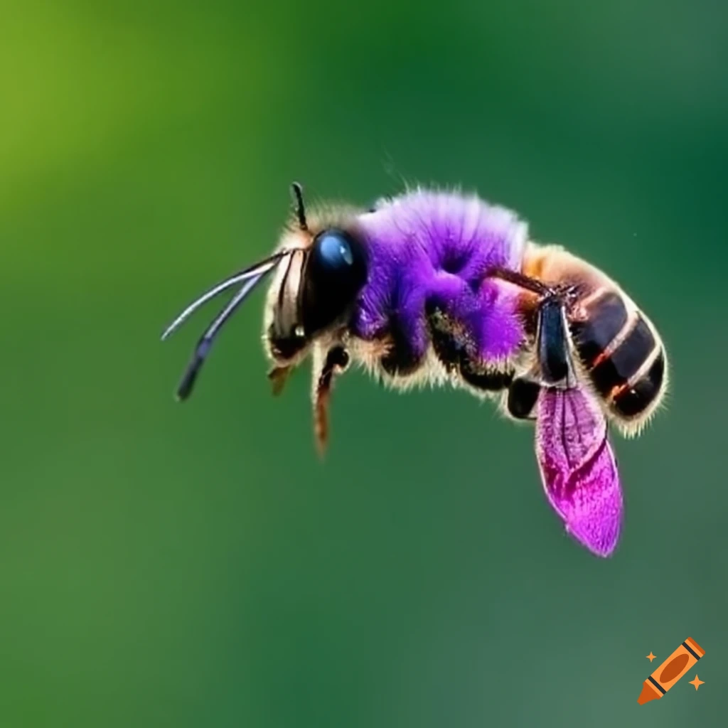 Purple colored bee flying on Craiyon